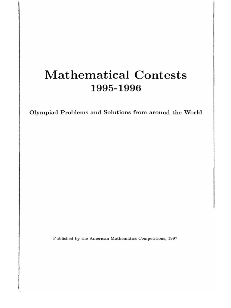 Titu Andreescu Kiran Kedlaya Paul Zeitz Mathematical Contests 1995