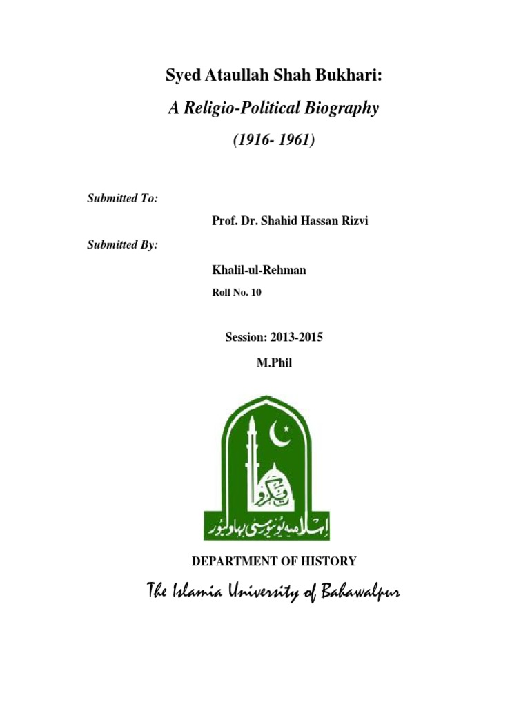 Syed Ataullah Shah Bukhari's Legacy | PDF | Religious Education | Qur'an
