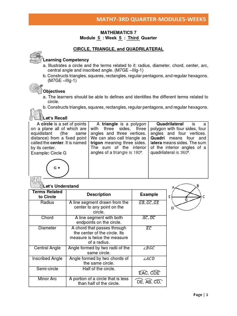 Math Grade7 Quarter3 Module5 Week5-1 | PDF | Rectangle | Triangle