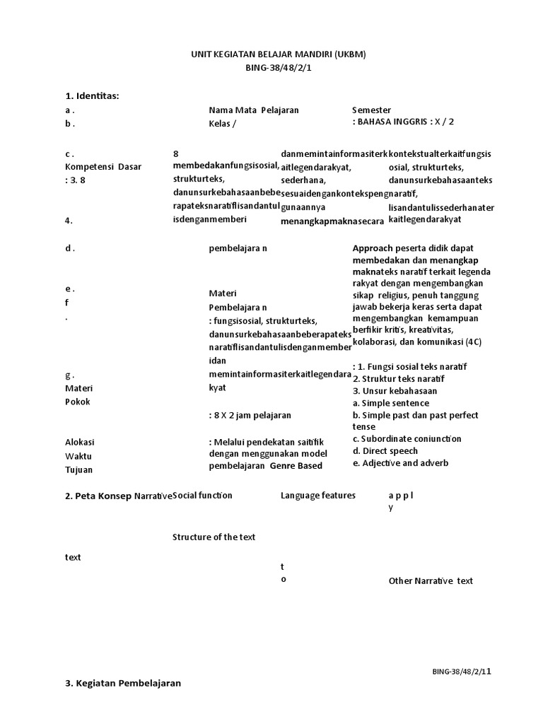 UKBM X 3.8 - 4.8 LEGEND NARRATIVE TEXT-dikonversi | PDF | Clause | Semantic Units
