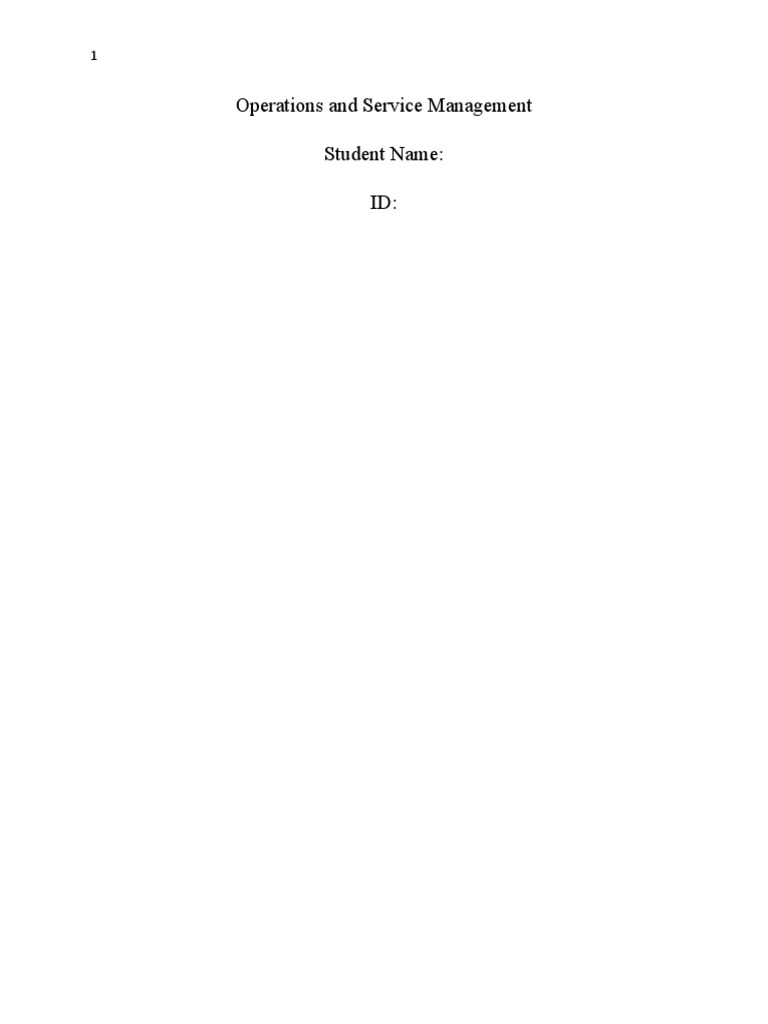 Operations And Service Management Pdf Supply Chain Supply Chain
