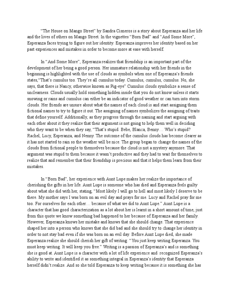 The House On Mango Street Essay | PDF | Weather