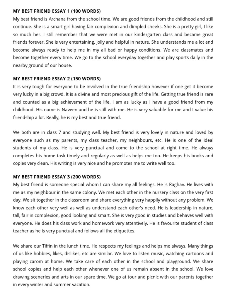 My Best Friend Essay 1 | PDF | Friendship | Test (Assessment)