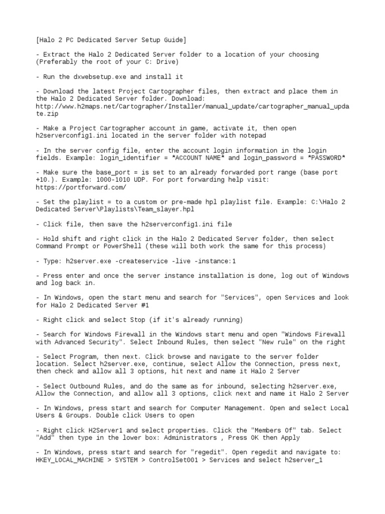 Halo 2 Server Setup Guide | PDF | Windows Registry | Command Line Interface