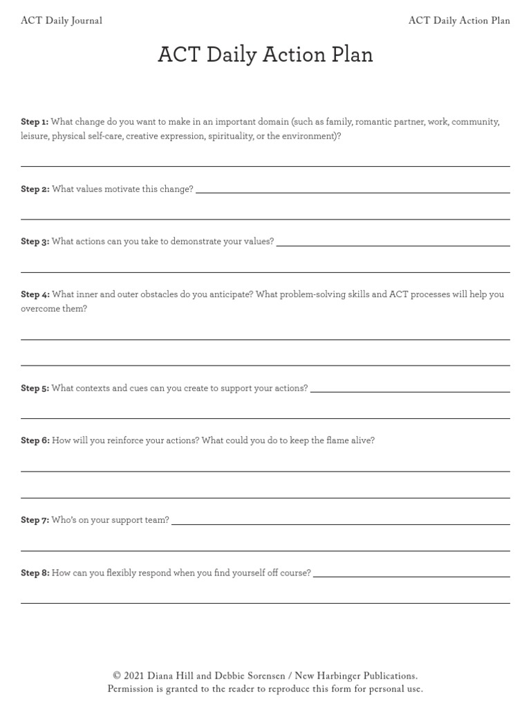 Worksheets and Handouts ACTDailyJournal | PDF | Neuropsychology ...