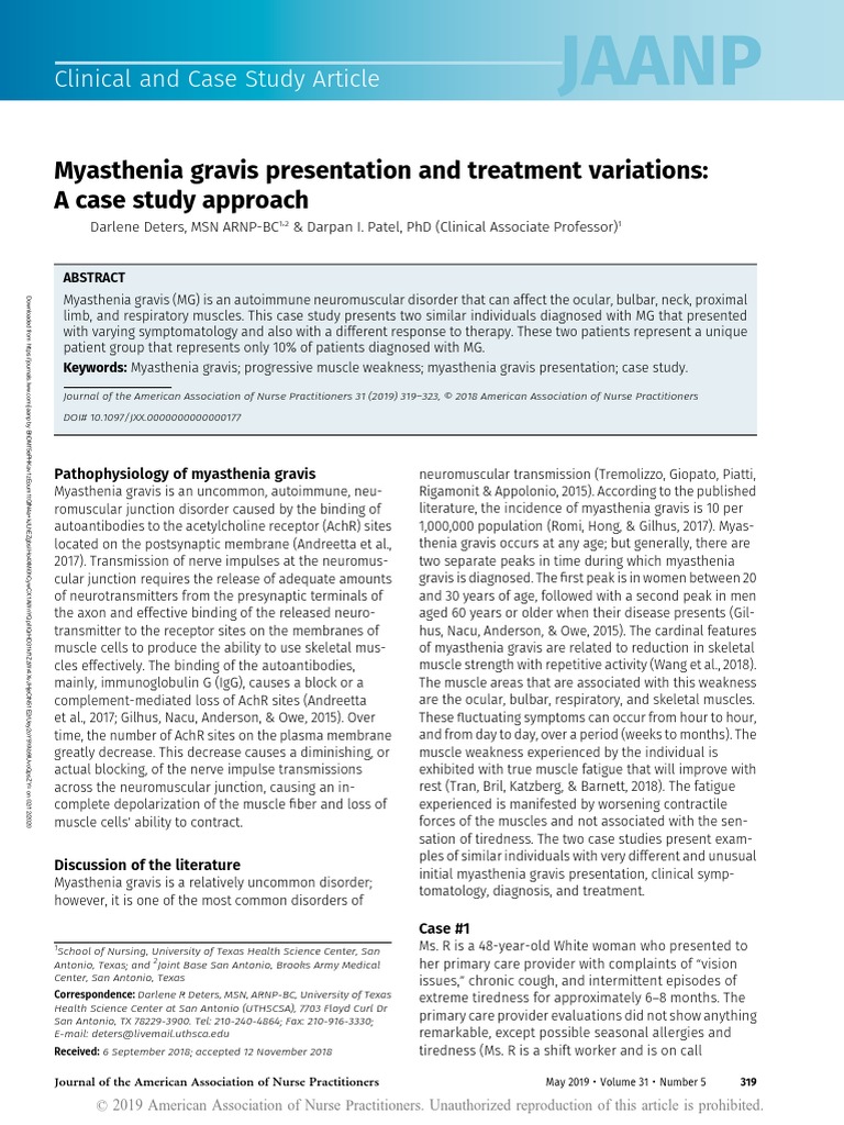 Myasthenia Gravis Presentation and Treatment Variations: A Case Study ...