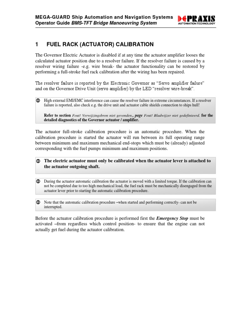 1 Fuel Rack (Actuator) Calibration | PDF | Calibration | Automation
