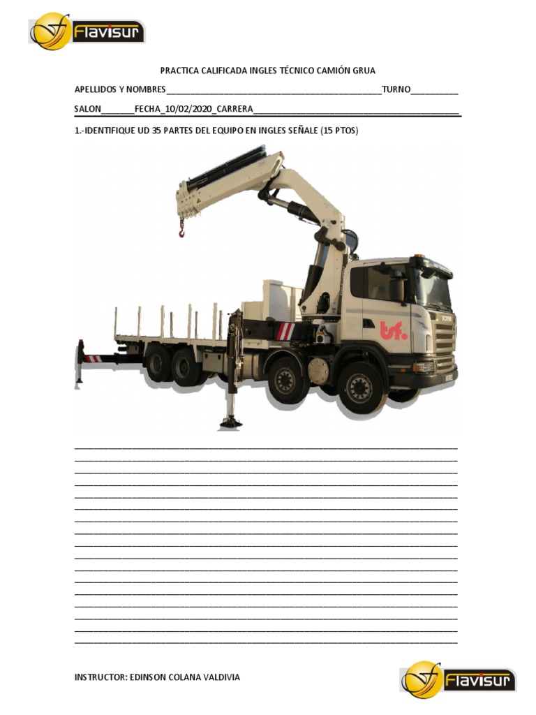Practica Calificada Ingles Técnico Camión Grua Mañana A | PDF ...