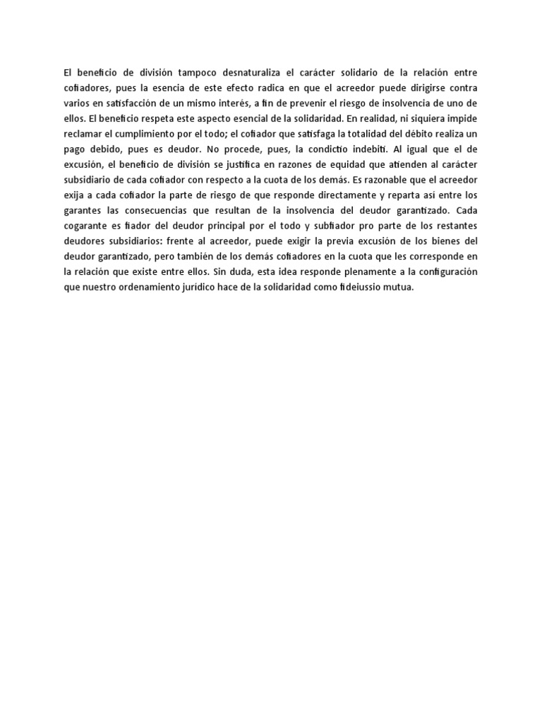 El Beneficio de División Tampoco Desnaturaliza El Carácter Solidario de ...