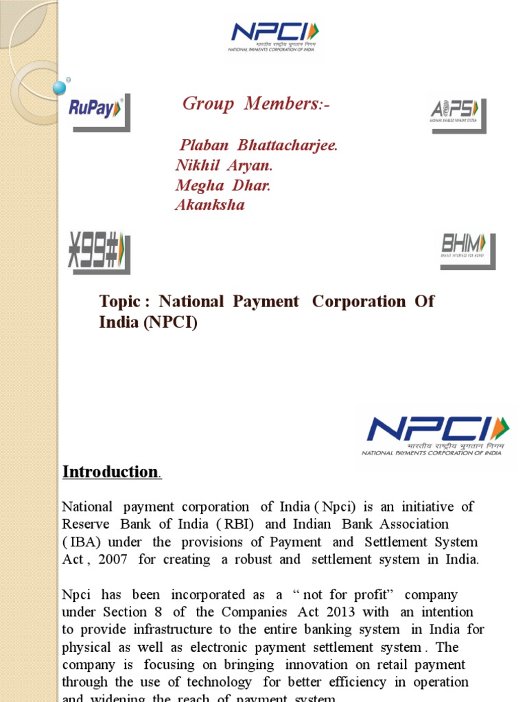 NPCI Group Presentation - BBA 3rd Year | PDF | Service Industries | Banking Technology