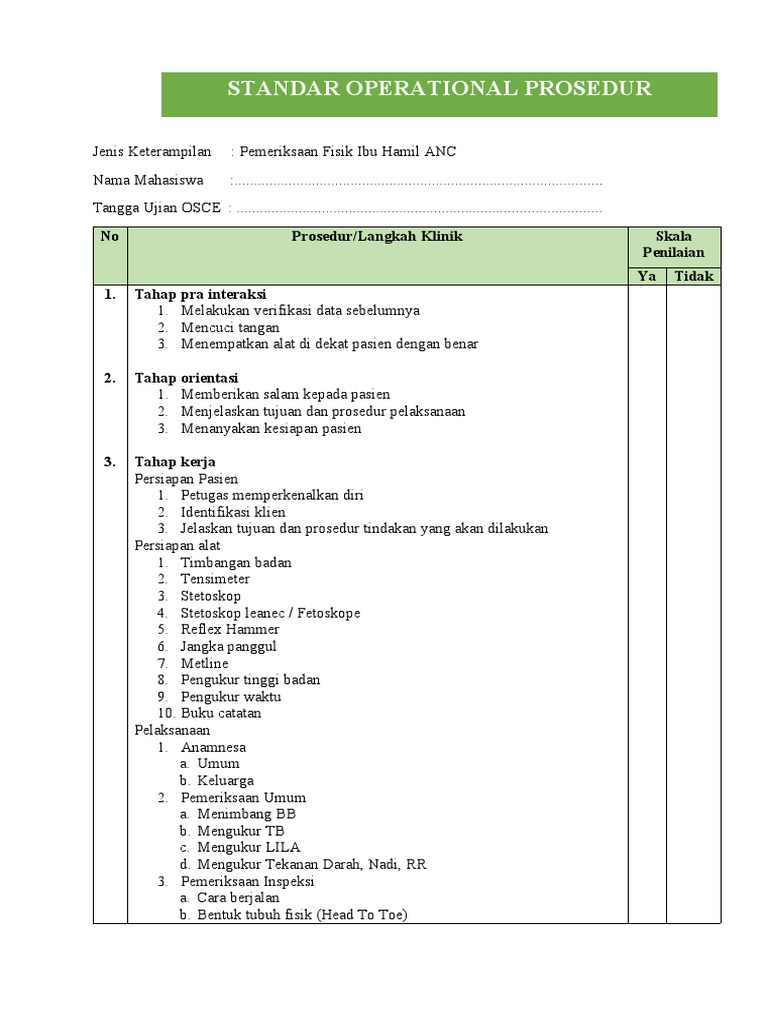 Standar Operational Prosedur: No Prosedur/Langkah Klinik Skala ...