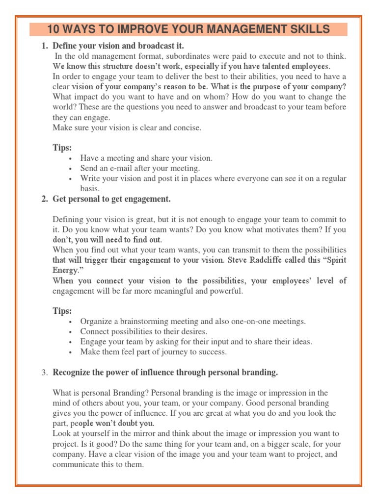 10 Ways To Improve Your Management Skills | PDF | Gratitude | Employment