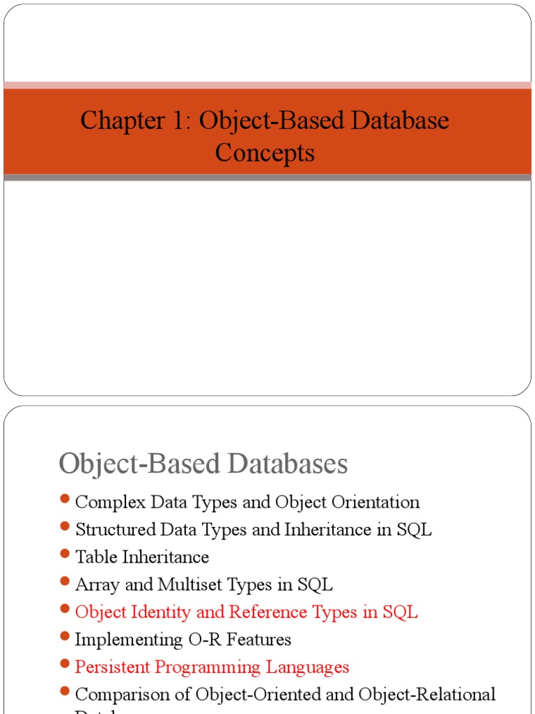 Chapter 1: Object-Based Database Concepts | PDF | Relational Model | Sql