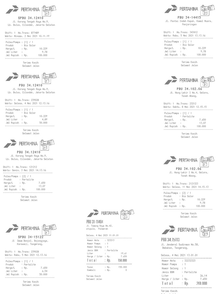 Struk Pembelian BBM Pertamina | PDF