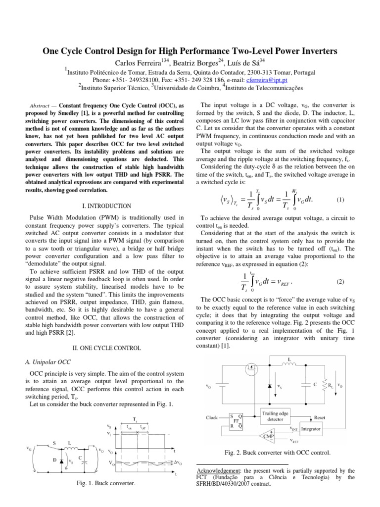 One Cycle Control Design For High Performance Two-Level Power Inverters ...