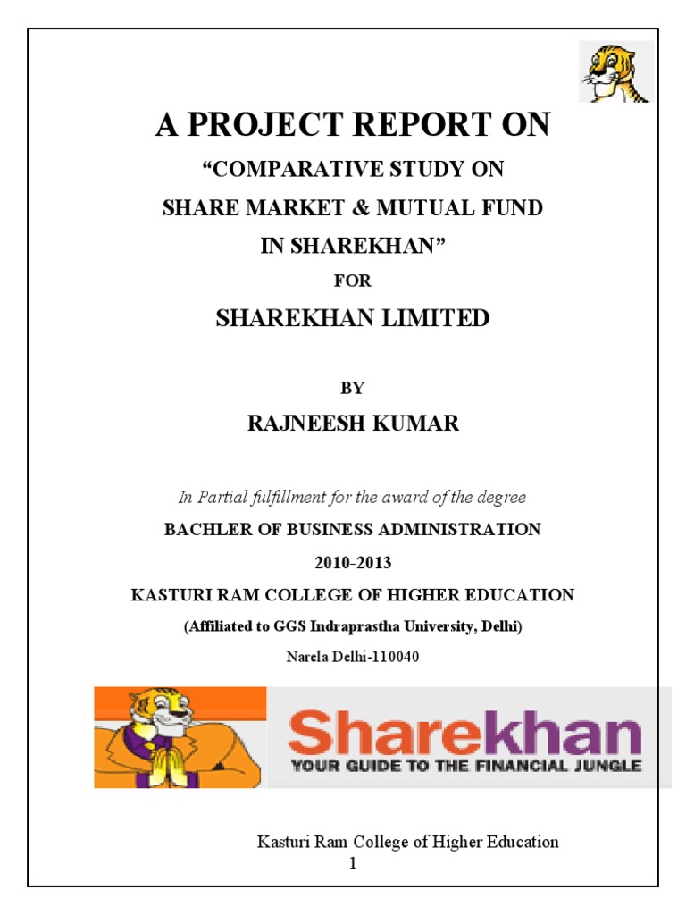 Project For Sharekhan | PDF | Stocks | Mutual Funds