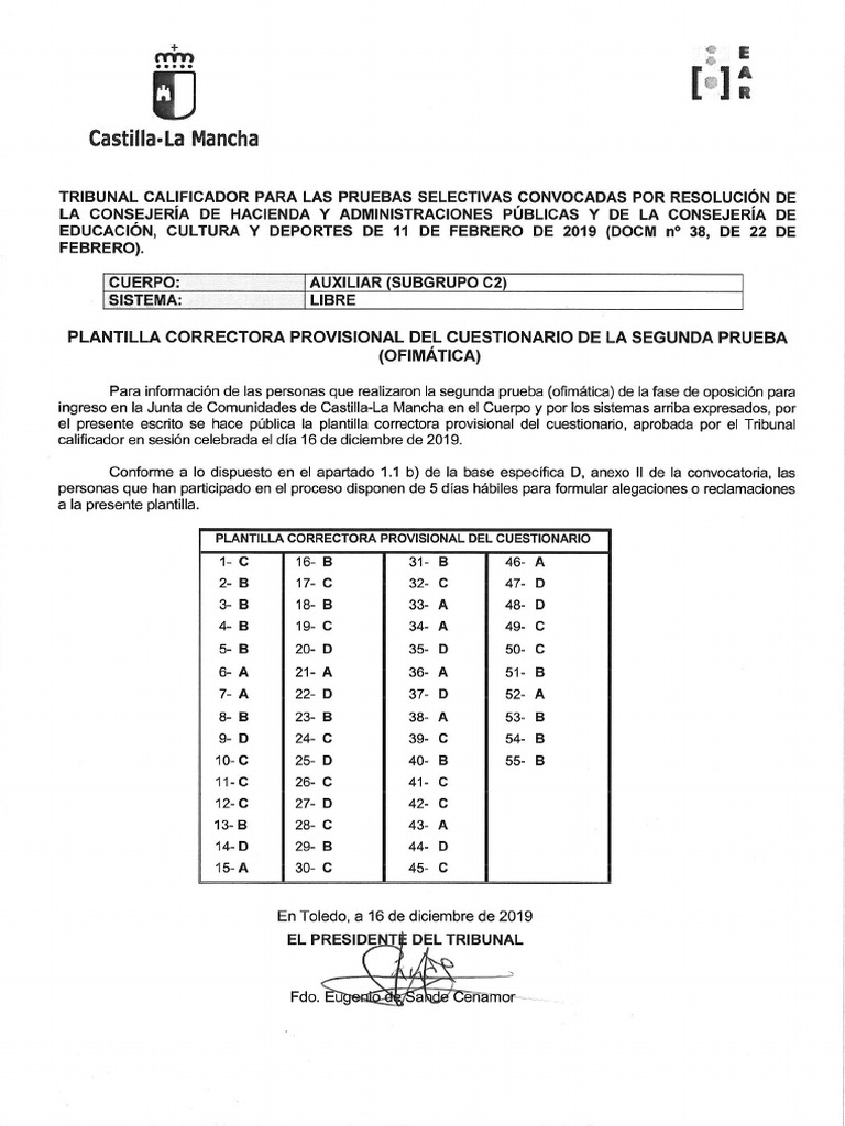 Auxiliar Administrativo Prueba Ofimatica Respuestas C2 | PDF
