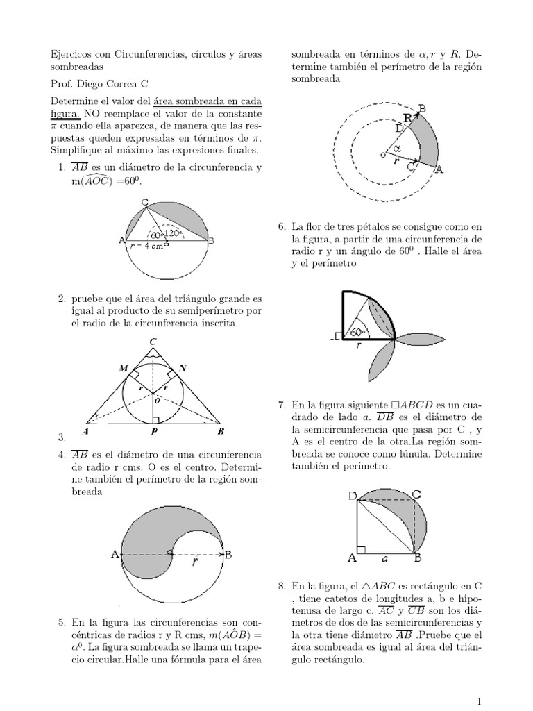 Ejercicios de Geometría Euclidiana | PDF | Triángulo | Circulo
