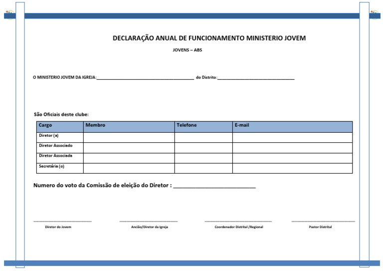 Declaração de Funcionamento - Ministerio Jovem | PDF | Negócios