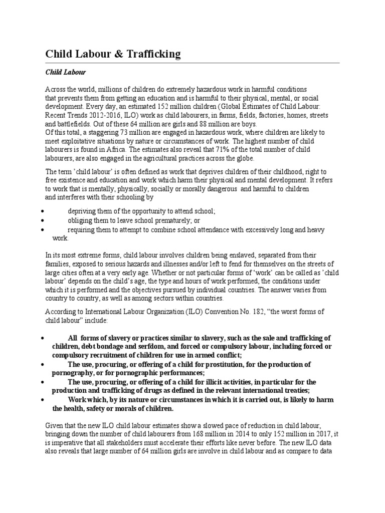 Child Labour & Trafficking | PDF | Child Labour | International Labour ...