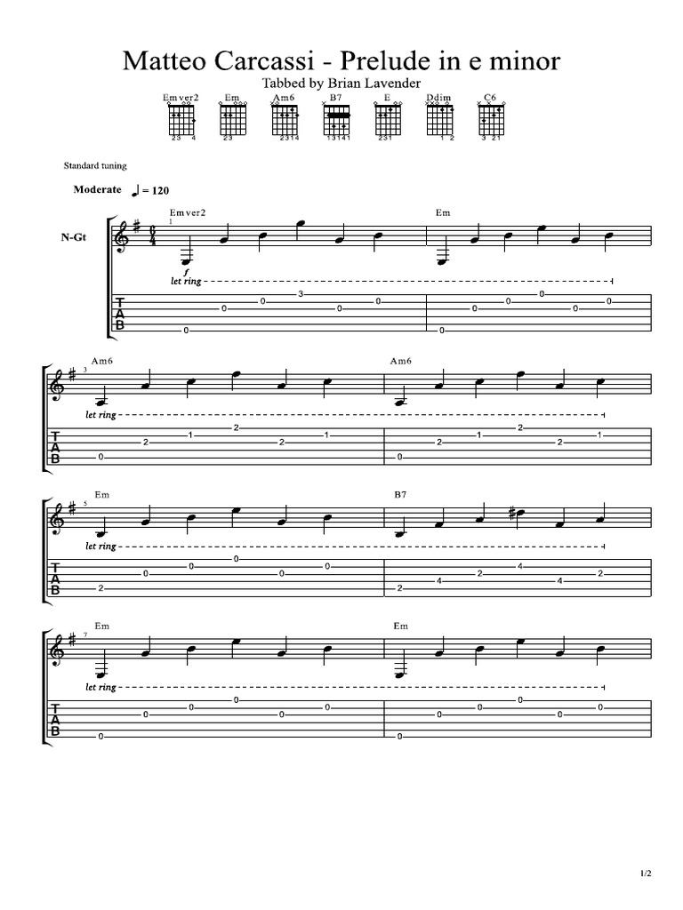 Matteo Carcassi - Prelude in E Minor | PDF