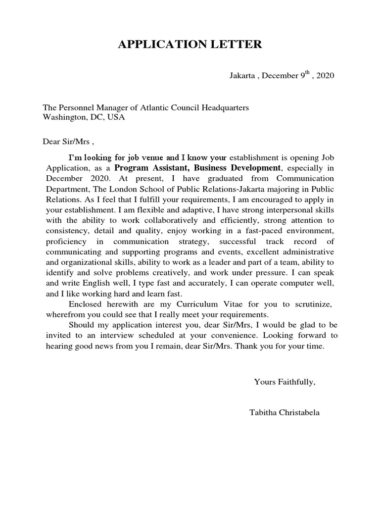 Job Application for Program Assistant | PDF | Business
