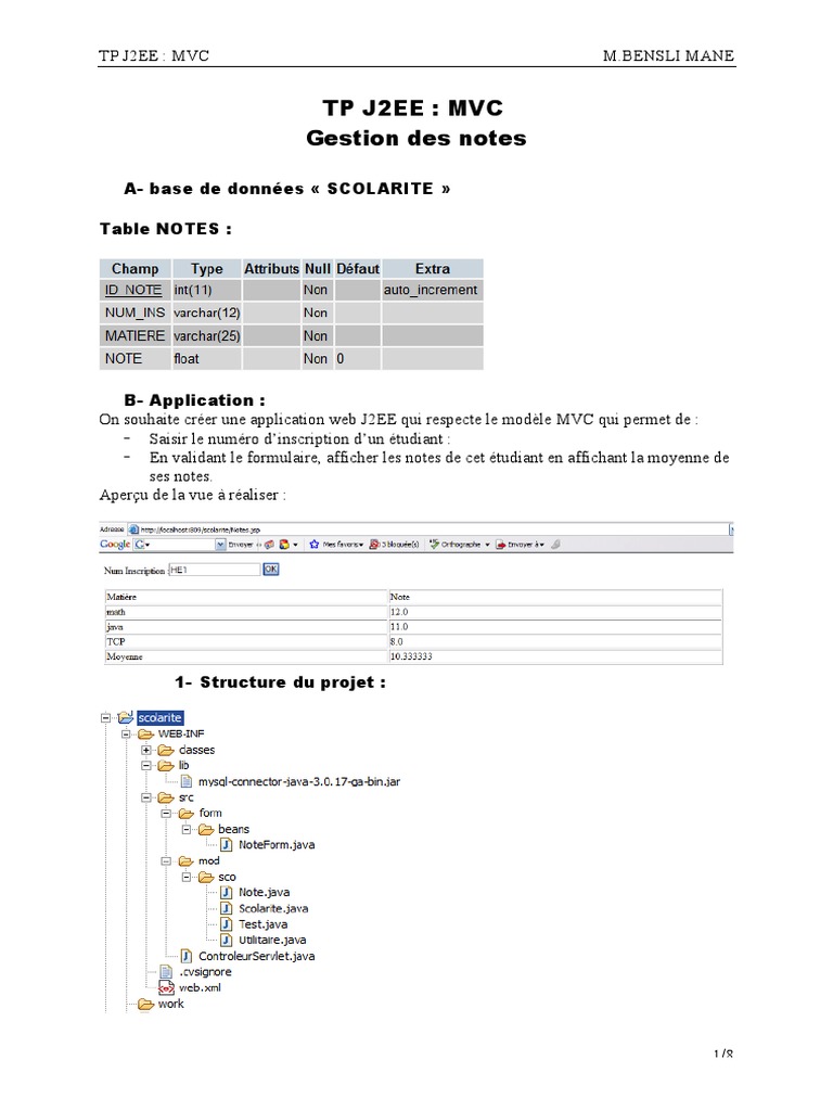 Application J2EE pour Gestion Notes | PDF