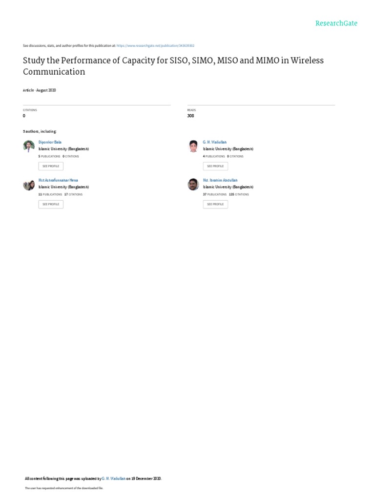 Study The Performance of Capacity For SISO, SIMO, MISO and MIMO in ...