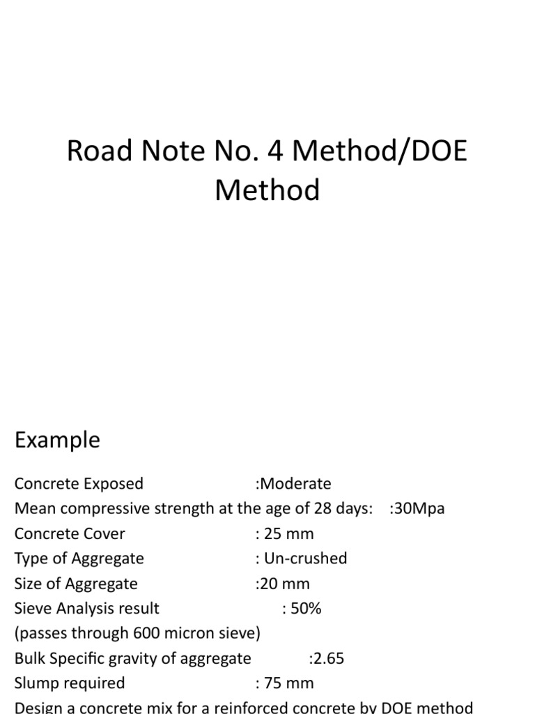 Road Note No. 4 Method/DOE Method | PDF | Concrete | Cement