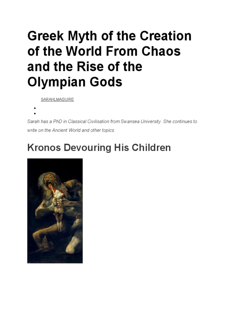 Greek Myth of The Creation of The World From Chaos and The Rise of The ...