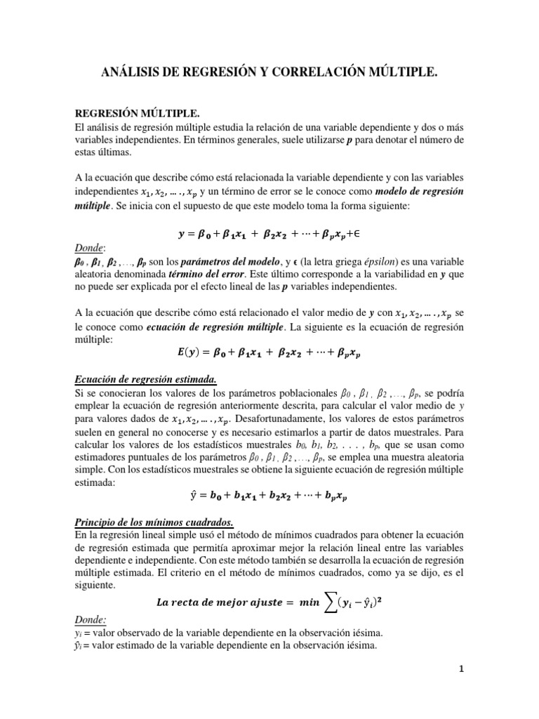 Regresion y Correlacion Multiple | PDF | Análisis de regresión | Regresión lineal