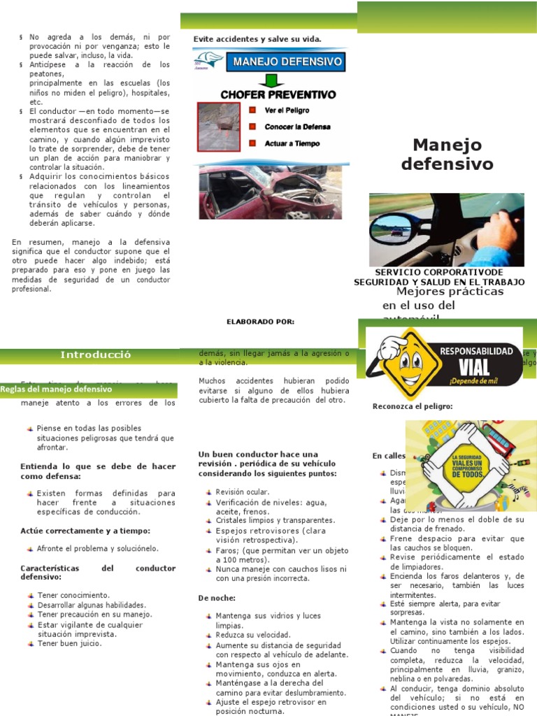 TRIPTICO Manejo Defensivo | Descargar gratis PDF | Naturaleza TRIPTICO Manejo Defensivo | Descargar gratis PDF | Naturaleza
