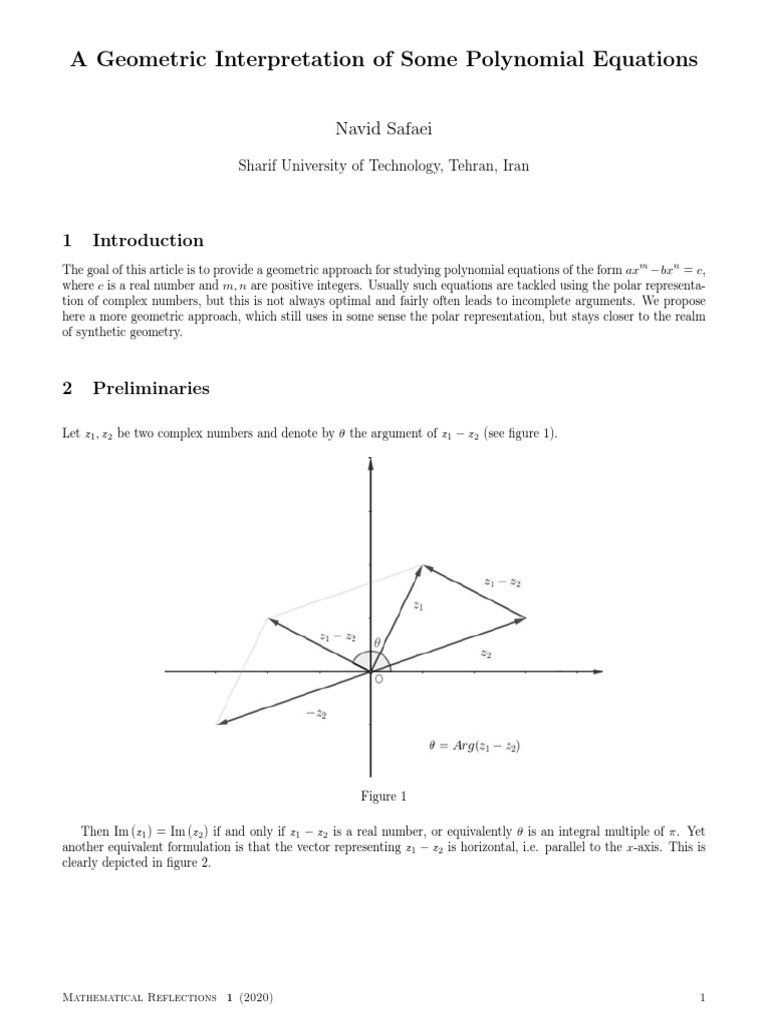 MR 1 2020 Geometric Interpretation | PDF | Circle | Equations