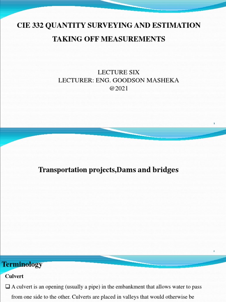 Cie 332 Quantity Surveying and Estimation Taking Off Measurements | PDF ...