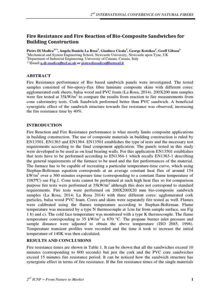 Fire Resistance and Fire Reaction of Bio | PDF | Composite Material ...