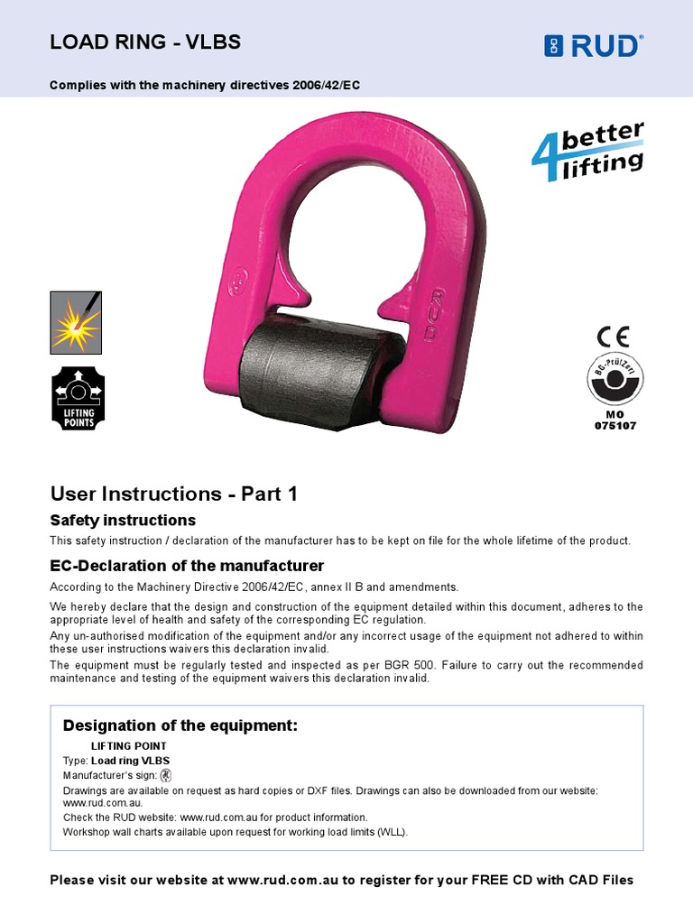 VLBS LOAD RING User Instructions | PDF | Welding | Construction
