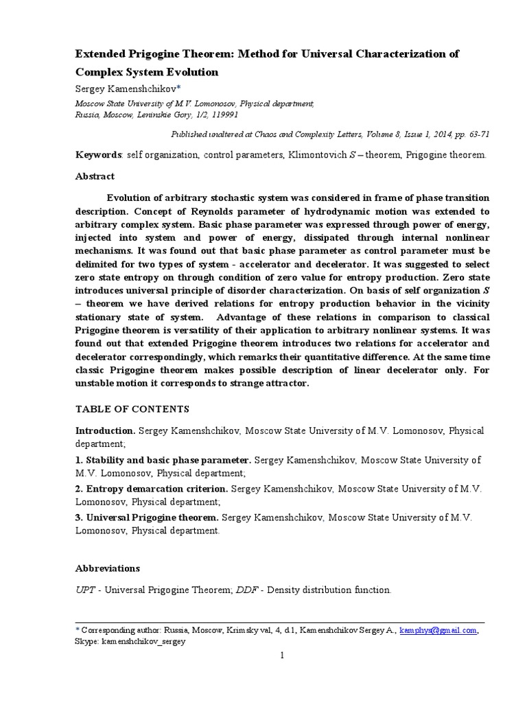 Teorema Prigogine | PDF | Entropy | Acceleration