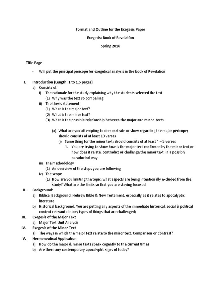 Exegesis Paper Outline: Revelation Analysis | PDF | Foreign Language ...