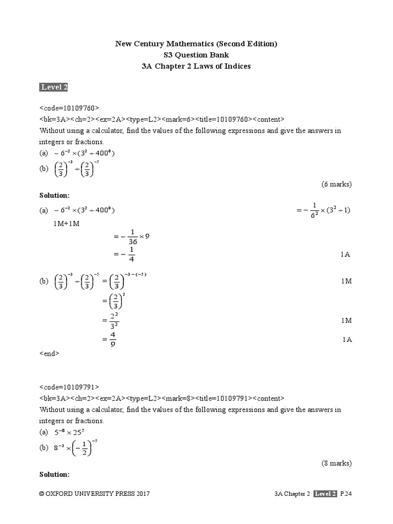 Level 2: New Century Mathematics (Second Edition) S3 Question Bank 3A ...