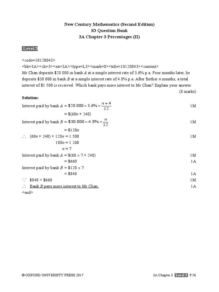 Level 3: New Century Mathematics (Second Edition) S3 Question Bank 3A ...