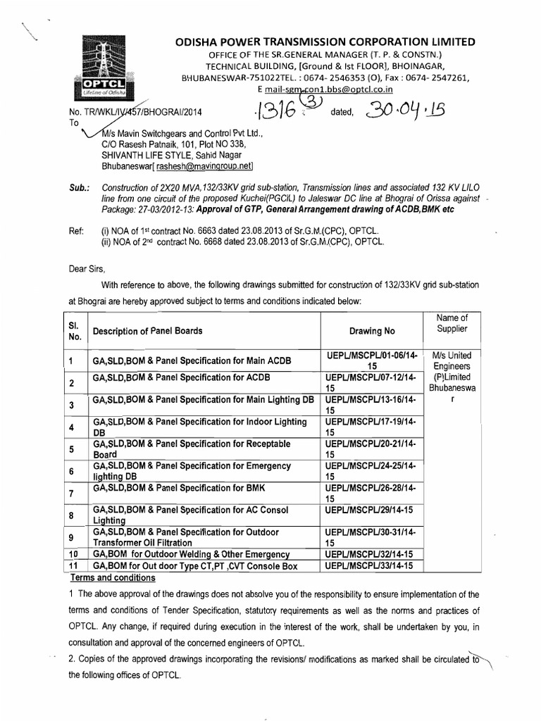 Approved ACDB DCDB BMK Drawing Bhograi | PDF