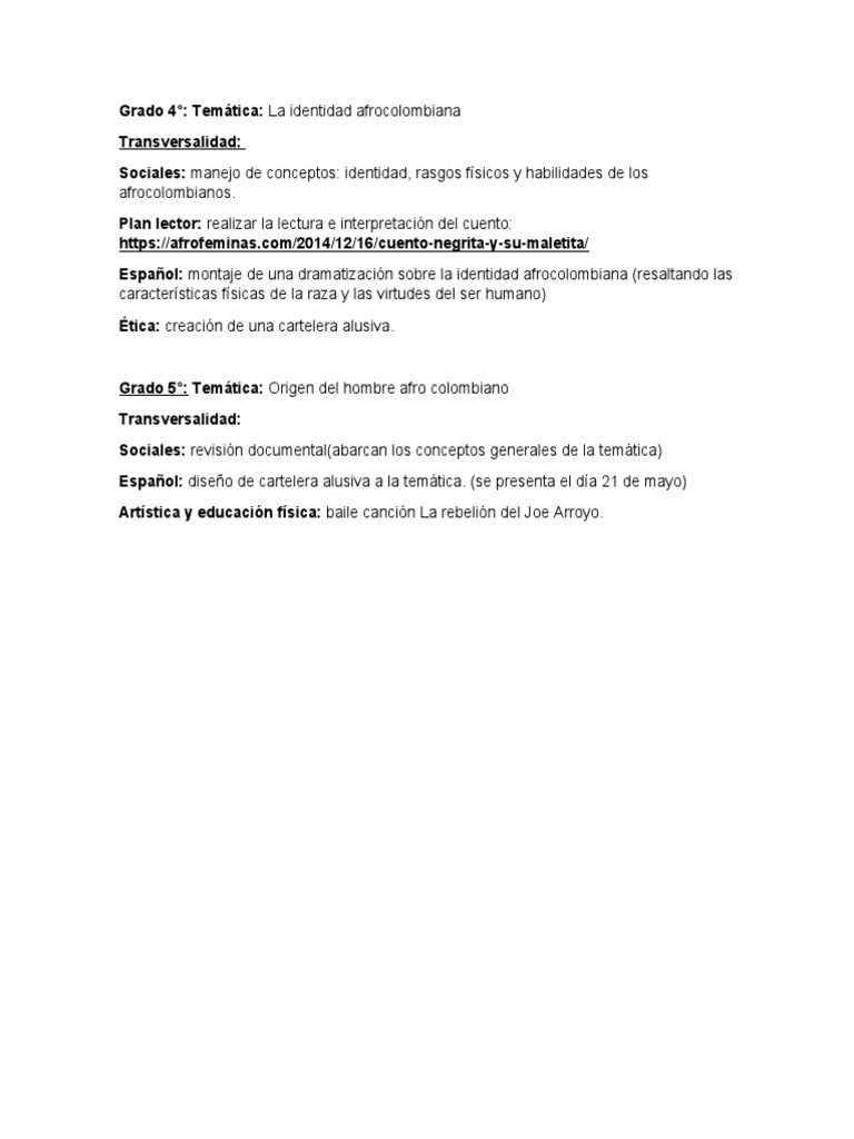 Identidad y Origen Afrocolombiano en Clases | PDF