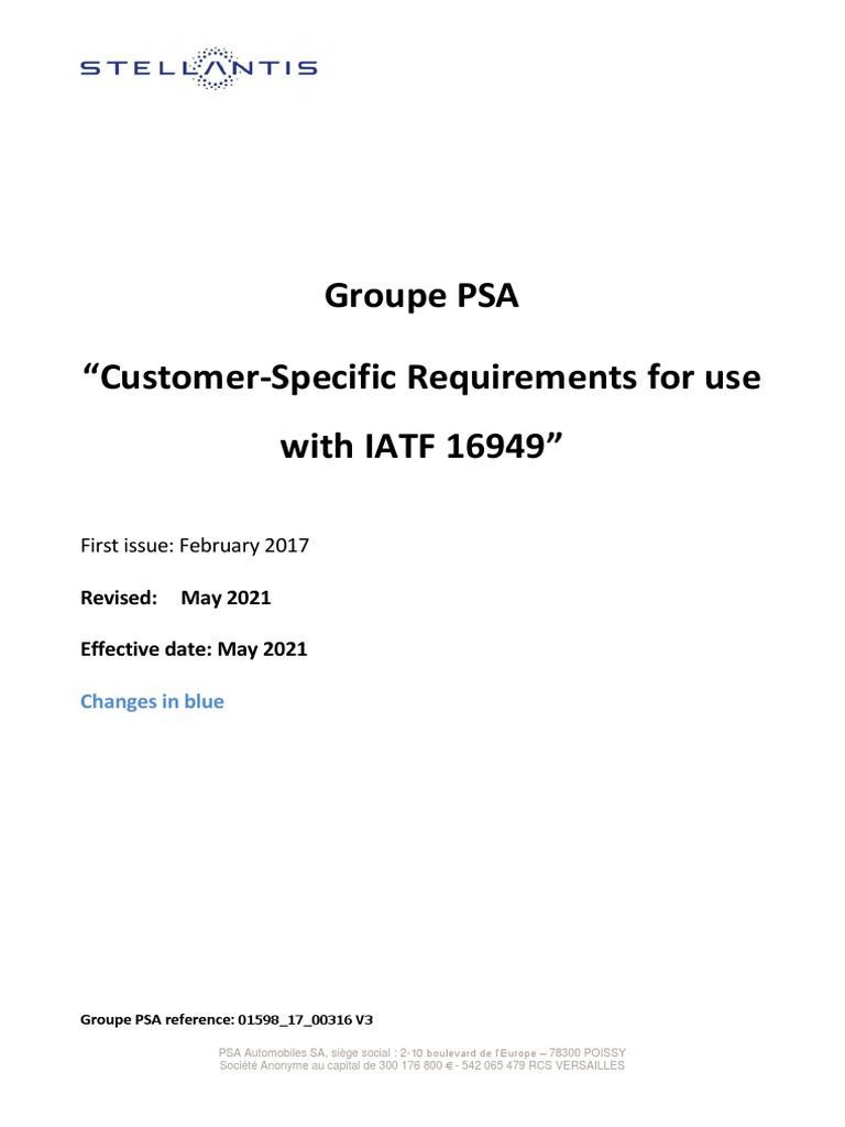Grupe PSA CSR For Use With IATF May 2021 | PDF | Logistics | Audit