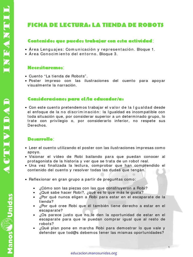 Ficha lectura robots | PDF | Robot | Robótica