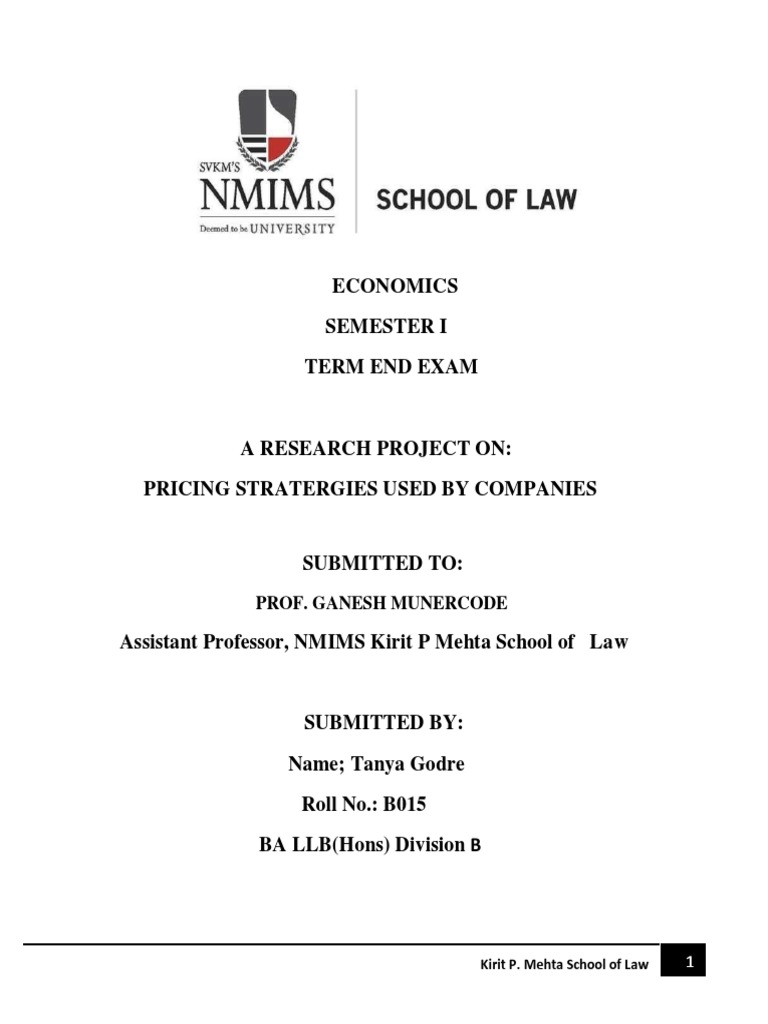 B015 Tanya Godre Economics RP | PDF | Pricing | Discounts And Allowances