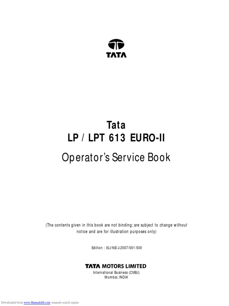 Tata LP/LPT 613 EURO-II Service Manual | PDF | Engines | Brake
