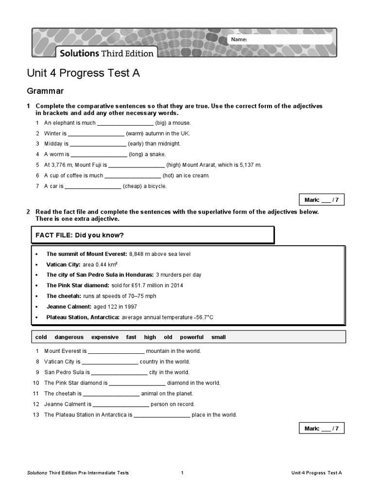 Unit 4 Progress Test A: Grammar | PDF | Weather Forecasting | Rain