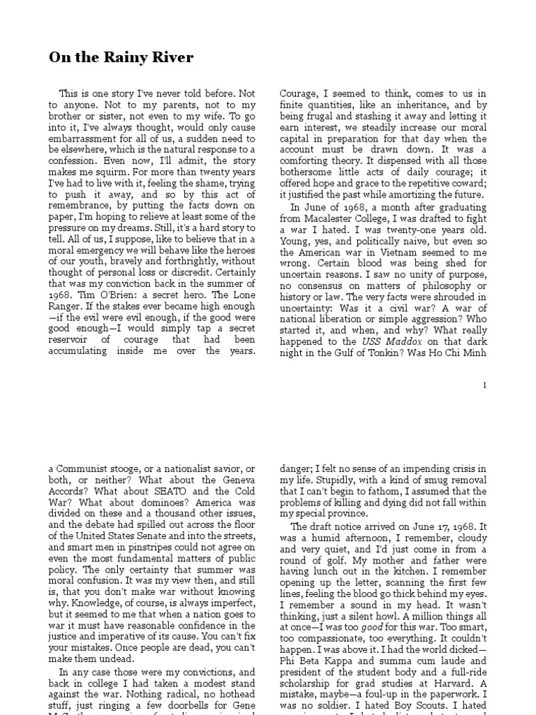 On The Rainy River Text | PDF | Nature