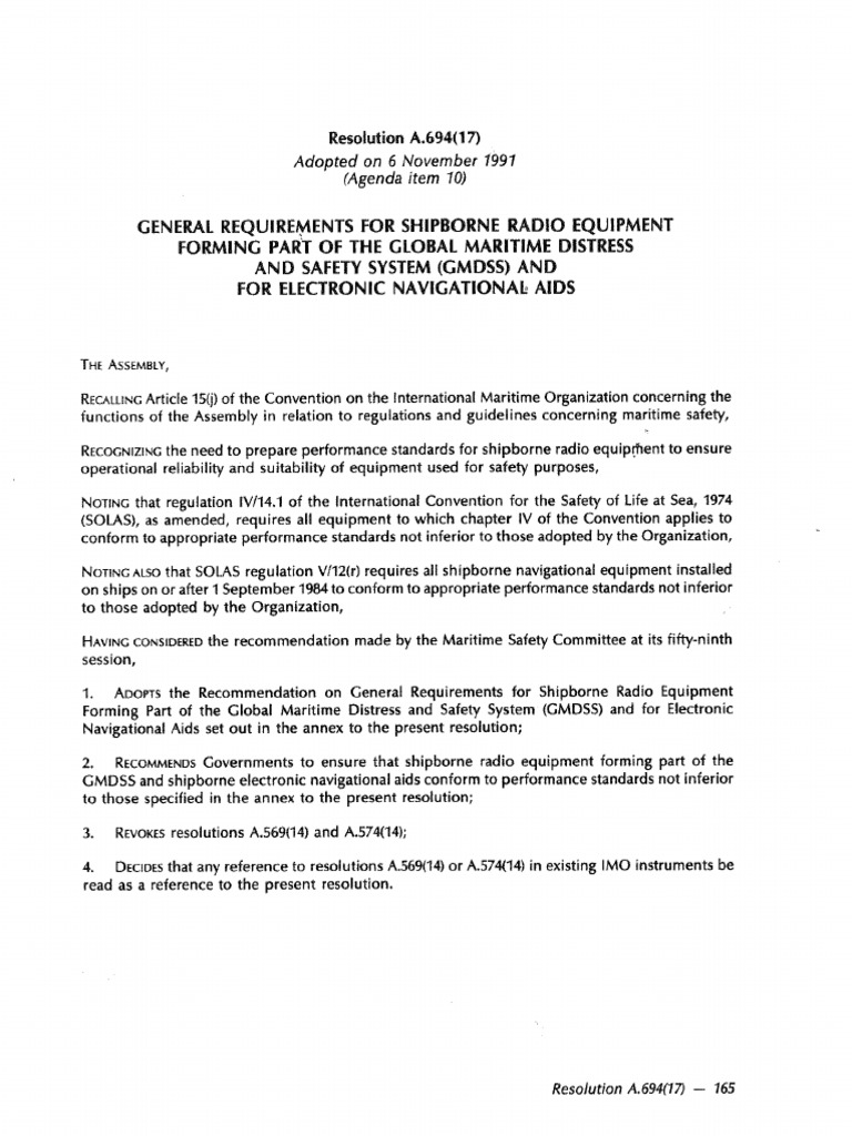 IMO Resolution A 694 17 | PDF