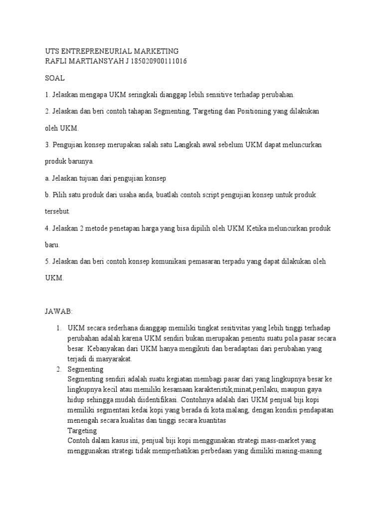 Uts Entrepreneurial Marketing | PDF